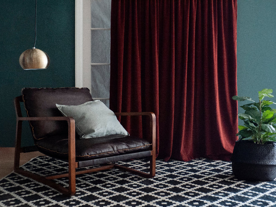 Remy Recycled Velvet Pencil Pleat Ready Made Curtains - Russet – Harvey ...